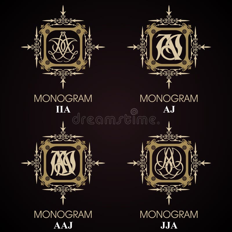 Vintage Monograms - 4 sets stock vector. Illustration of elements ...