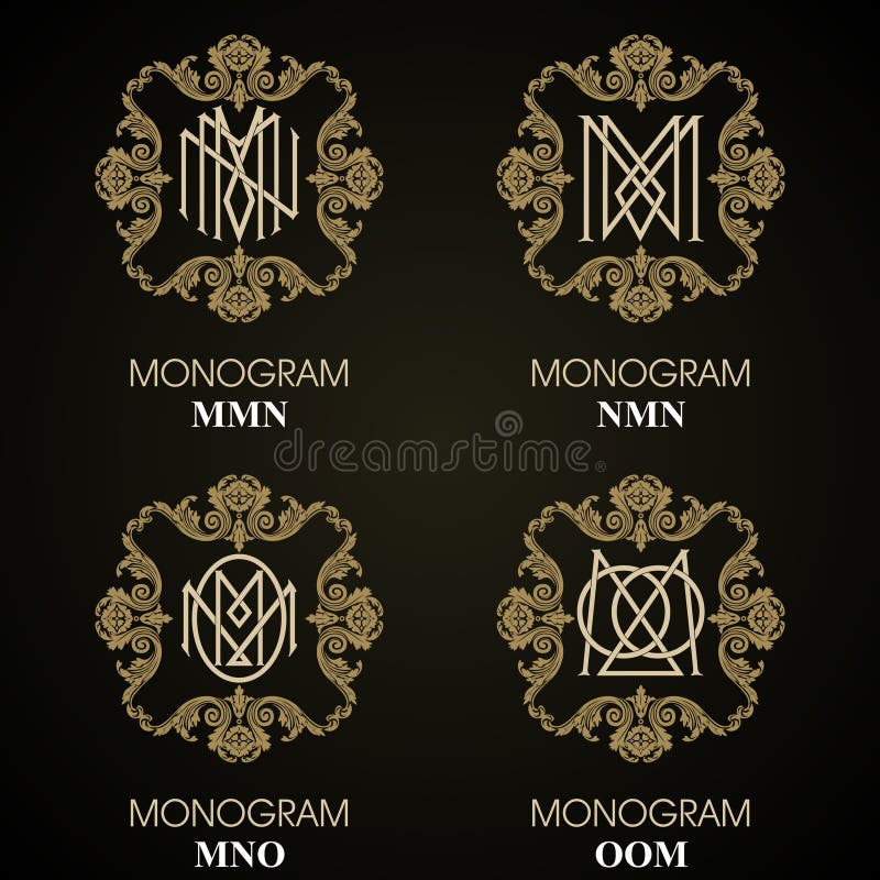 Vintage Monograms - 4 sets stock vector. Illustration of retro - 70062241