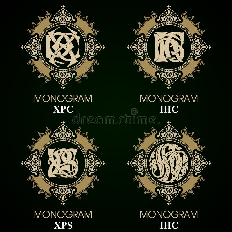 Vintage Monograms - 4 sets stock vector. Illustration of font - 70062628