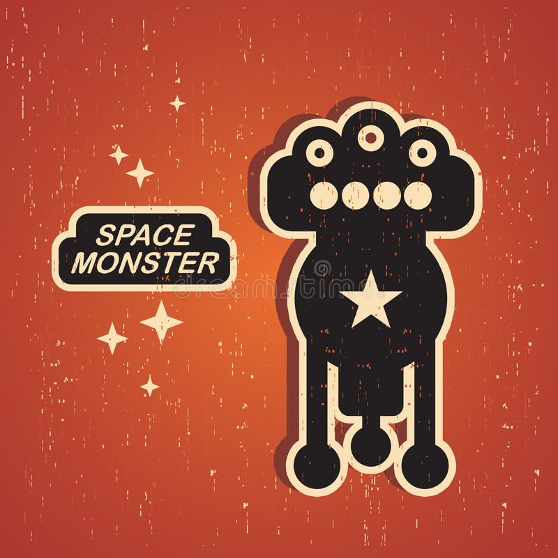 Vintage monster. stock vector. Illustration of cute, futuristic - 32845543