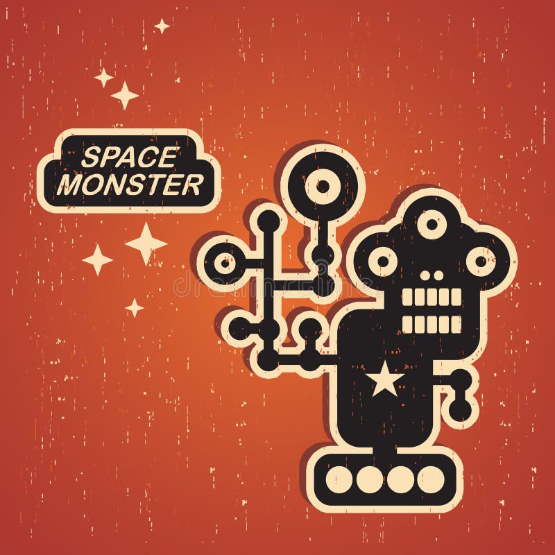 Vintage monster. stock vector. Illustration of nanotechnology - 32874014