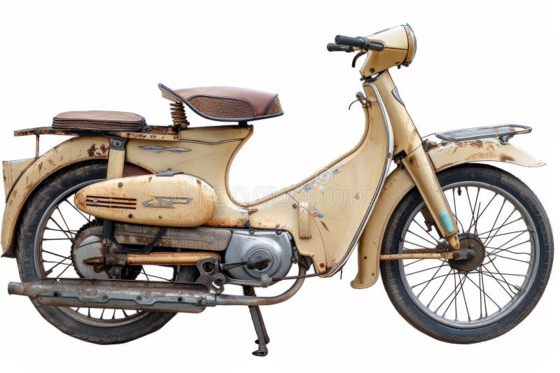 Vintage Moped Elegantly Restored on White Background. AI Generated ...