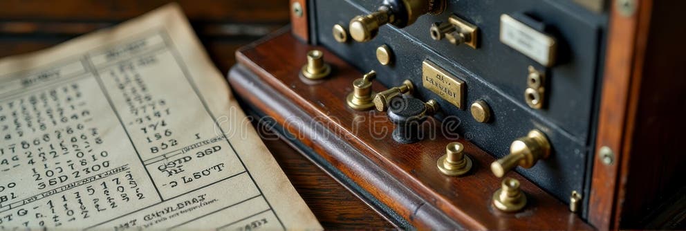 Vintage Morse Code Telegraph Device with Brass Components and Cipher ...