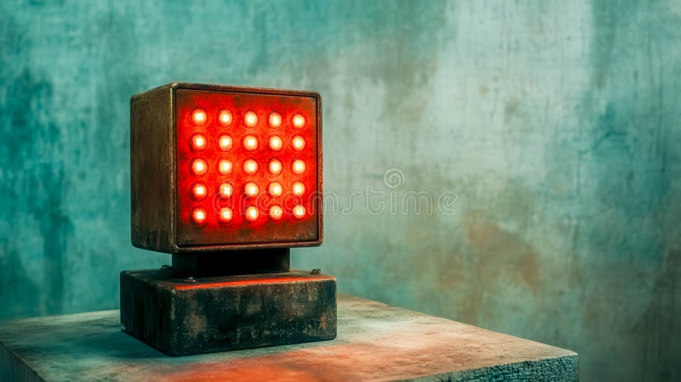 Vintage Morse Code Transmitter Emitting Red Light Signals on Grunge ...