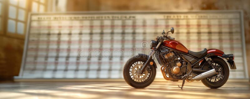 Vintage Motorcycle on Display in Artistic Backdrop. Stock Image - Image ...