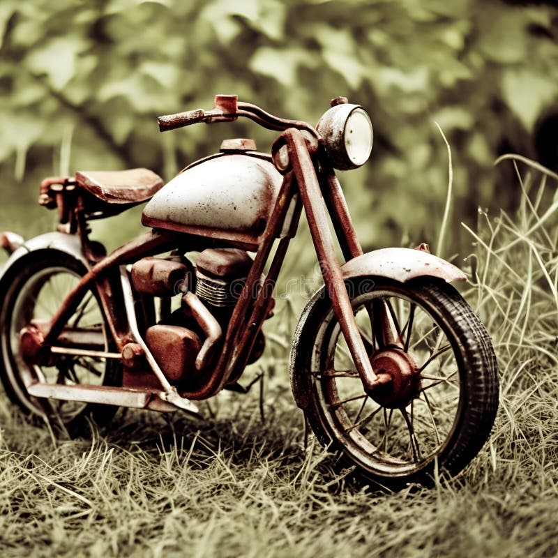 Vintage Motorcycle on the Field. Retro Style Toned Picture Stock ...
