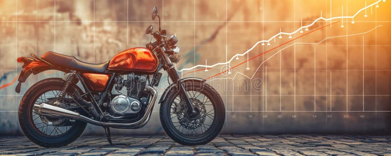 Vintage Motorcycle before Financial Uptrend Stock Image - Image of ...