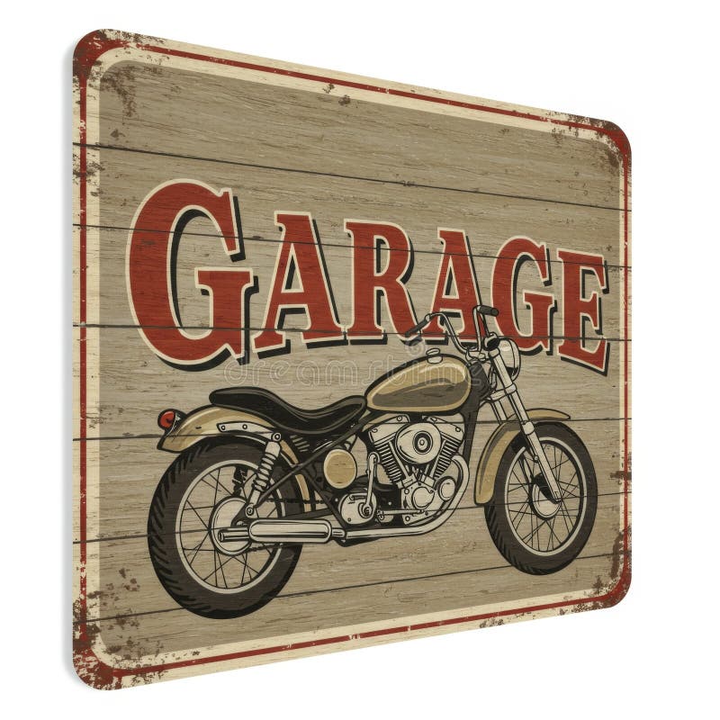 Vintage Motorcycle Garage Metal Sign Rustic Decor Stock Illustration ...