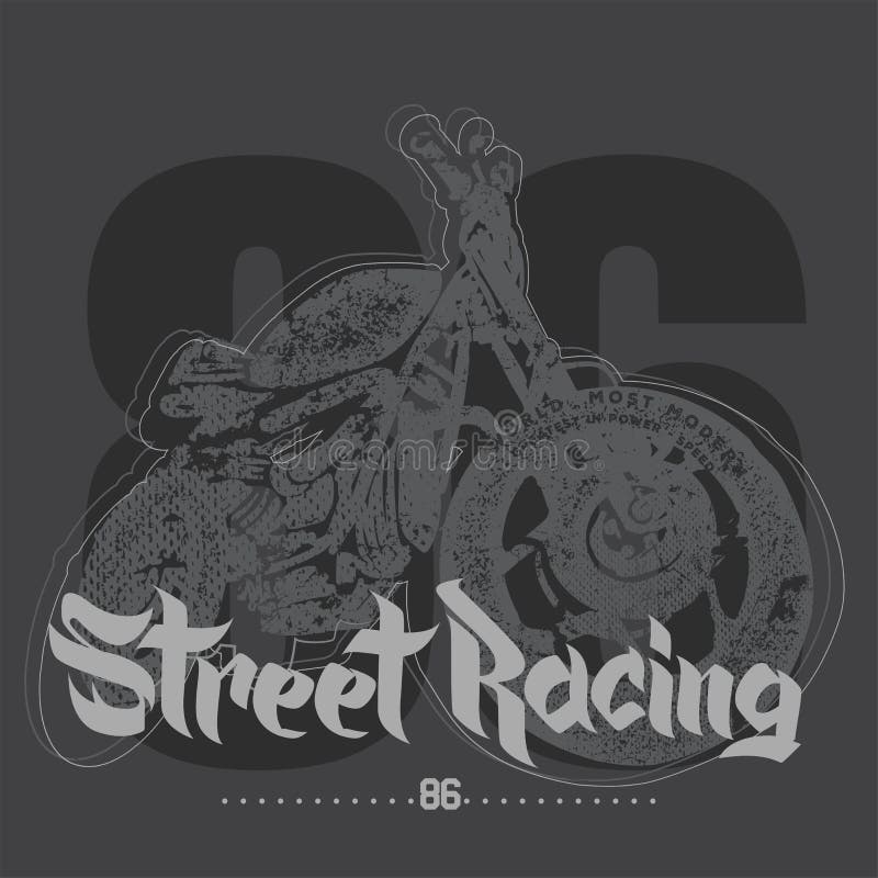 Vintage Motorcycle Hand Drawn Street Racing Stock Vector - Illustration ...