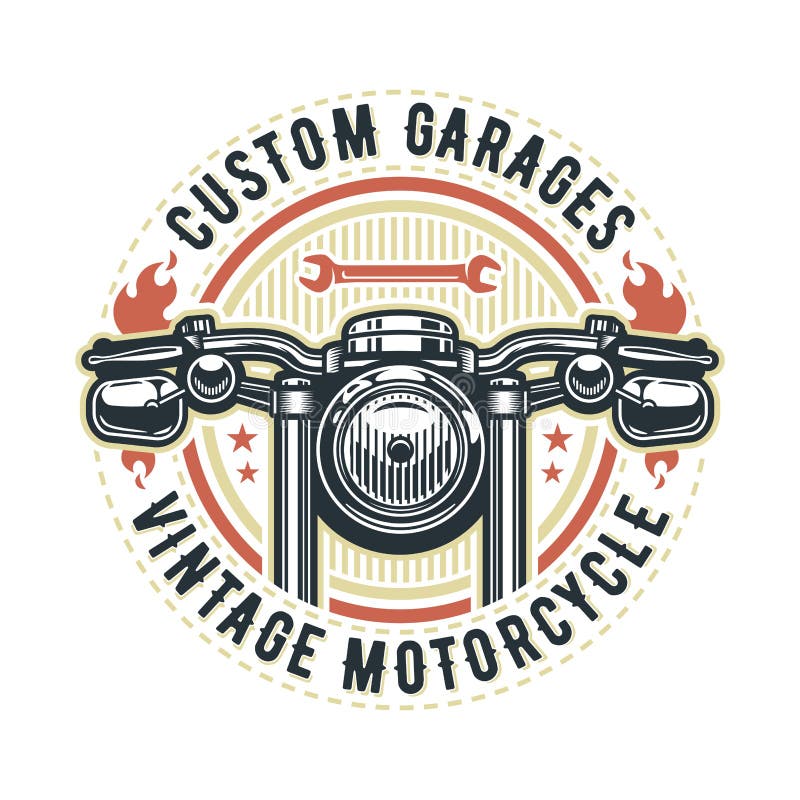 Vintage Motorcycle Logo Template, Vector Retro Custom Garage Emblem or ...