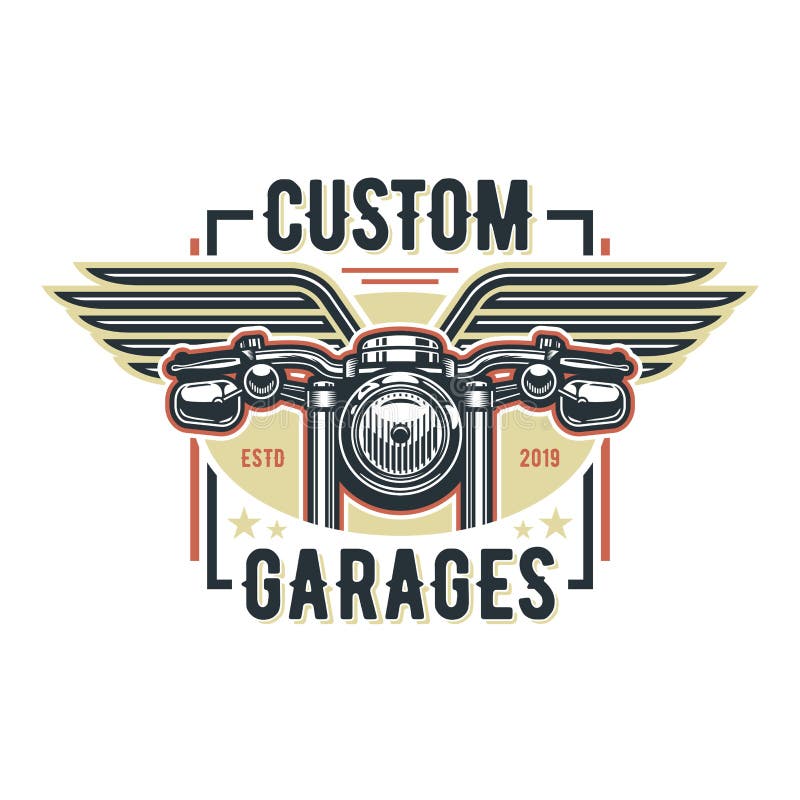 Vintage Motorcycle Logo Template, Vector Retro Custom Garage Emblem or ...