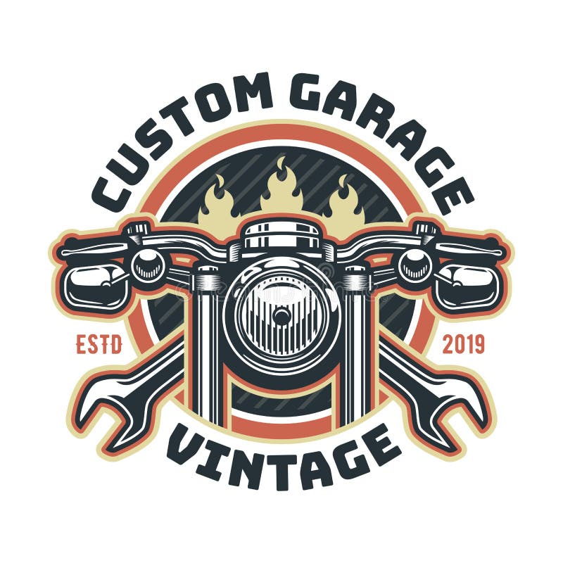Vintage Motorcycle Logo Template, Vector Retro Custom Garage Emblem or ...