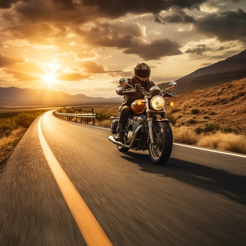Vintage Motorcycle Racing Down an Open Road Stock Illustration ...