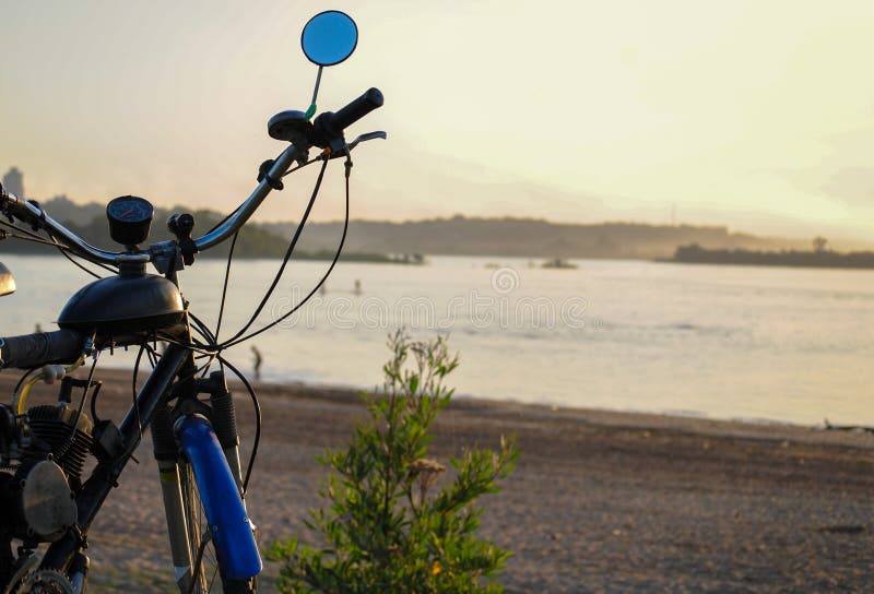 Vintage Motorcycle at the Riverside Stock Photo - Image of bike, blue ...