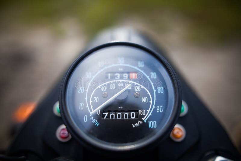 Vintage Motorcycle Speedometer Stock Image - Image of speedo, closeup ...