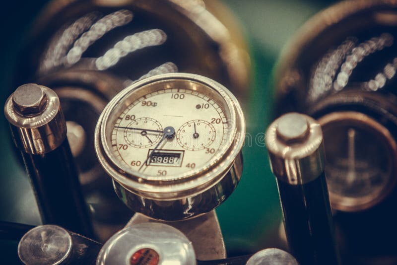 Vintage Motorcycle Speedometer Stock Image - Image of bike, drive ...