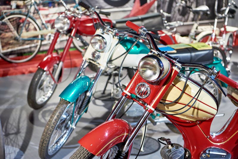 Vintage motorcycles editorial stock image. Image of europe - 291370859