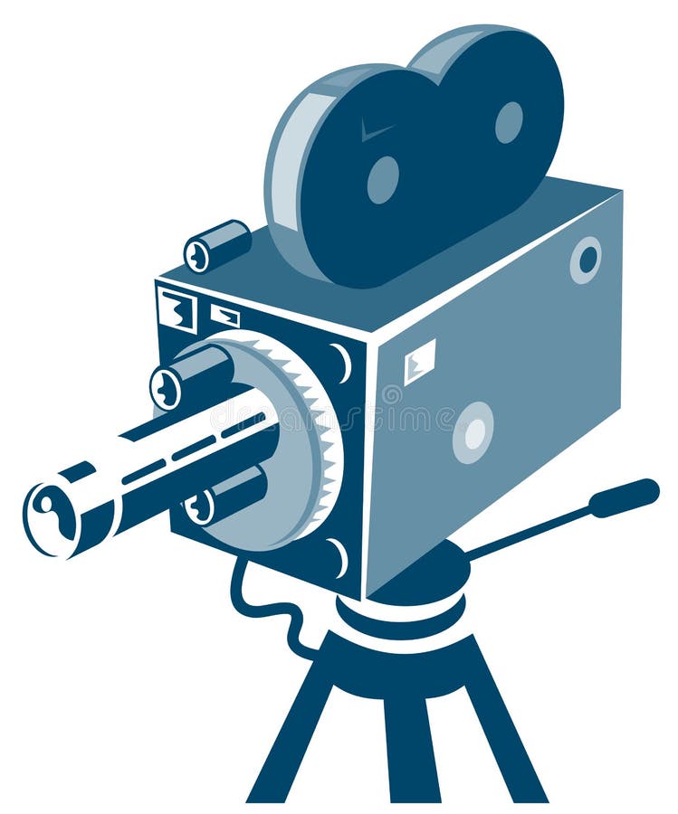 Vintage Movie Tv Film Camera Stock Illustration - Illustration of lens ...