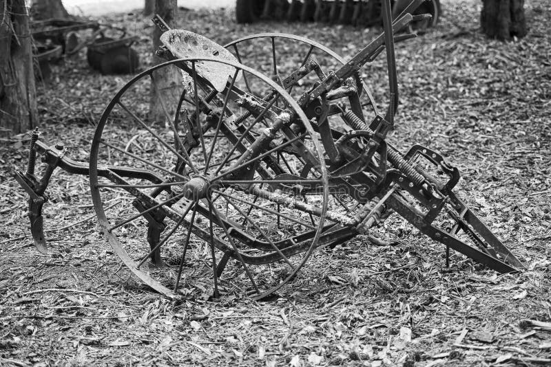 Vintage Mule Drawn Cultivator. Stock Image - Image of plow, tire: 334925819