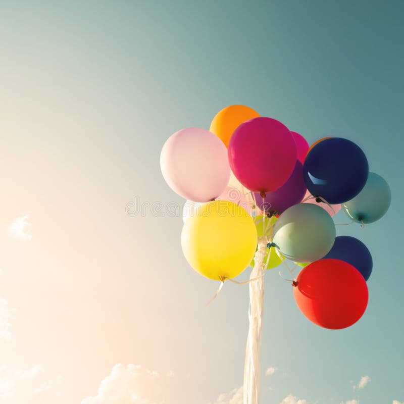 Vintage Multicolored Balloons Stock Photo - Image of toned, party: 85880024