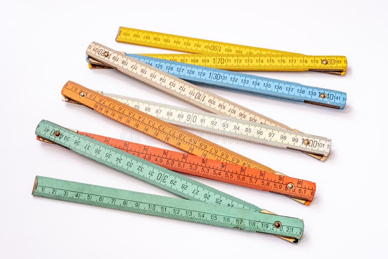 Vintage Multicolored Wooden Folding Ruler Isolated Stock Photo - Image ...