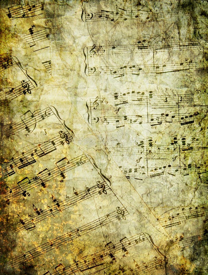 Music Notes on Antique Background Stock Image - Image of eight, quarter ...