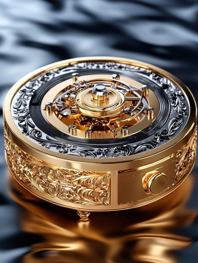 Vintage Music Box with Intricate Gold and Silver Detailing, Beautifully ...