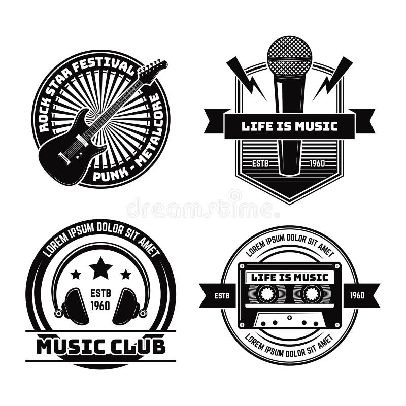 VINTAGE MUSIC EMBLEM stock vector. Illustration of audio - 158362803