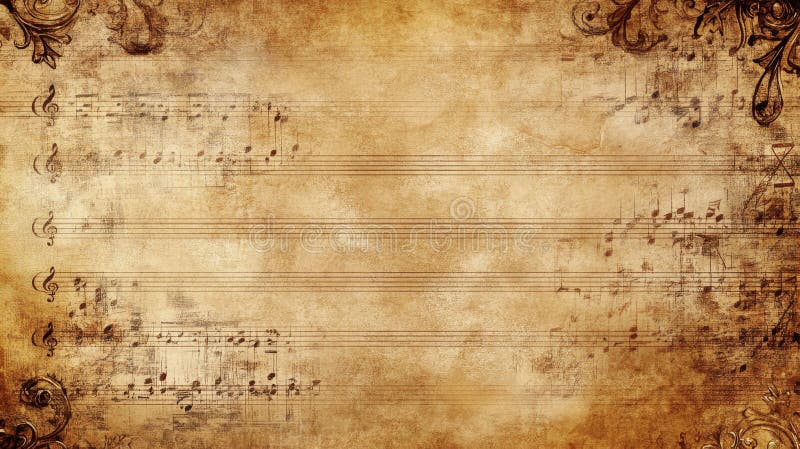 Vintage Musical Background with Ornate Patterns and Sepia Tones for ...