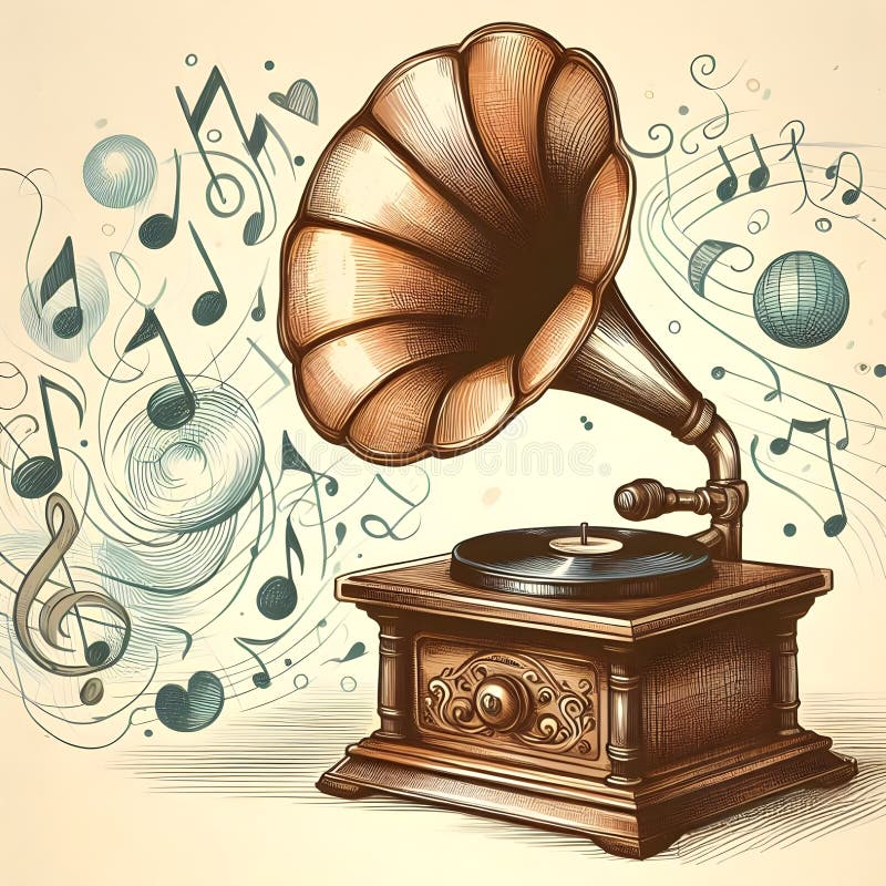 Vintage Musical Instruments Stock Illustration - Illustration of ...