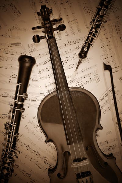 Vintage Musical Instruments Retro Stock Photo - Image of flute, baroque ...