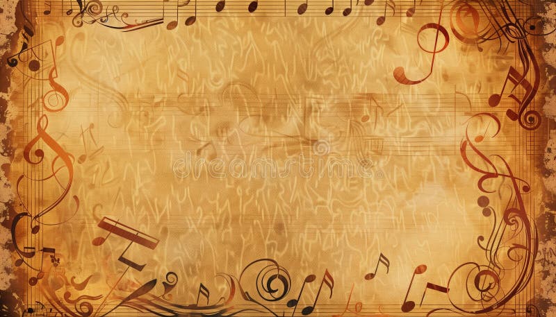 Vintage Musical Notes and Symbols on a Textured Parchment Background ...