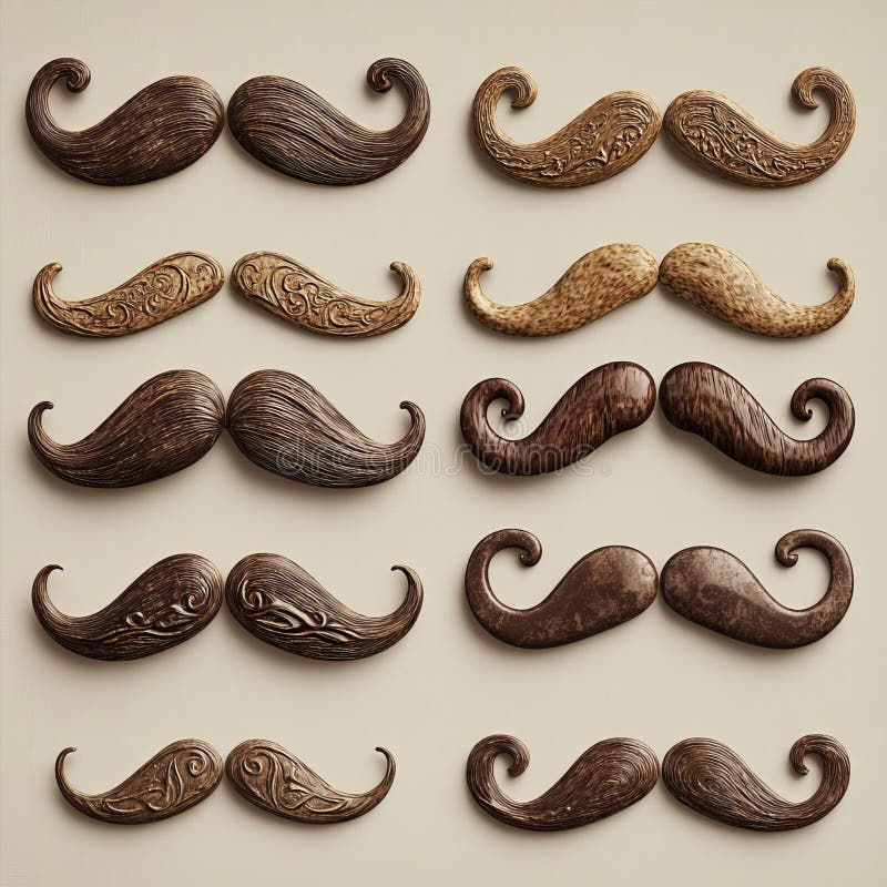 Vintage Mustache Collection. Realistic Design Elements. Vector ...