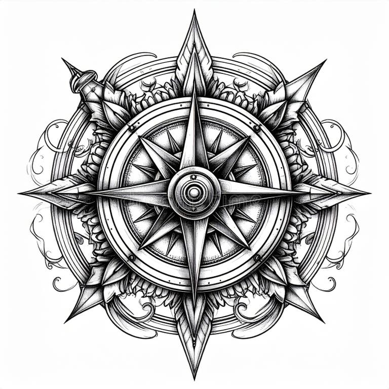 Vintage Nautical Compass Rose Illustration Stock Illustration ...