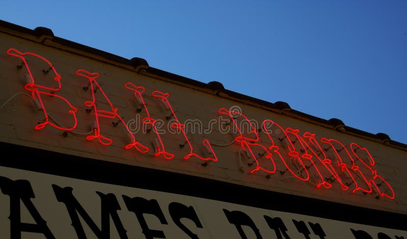 Vintage Neon Bail Bonds Sign on Building Front Stock Image - Image of ...