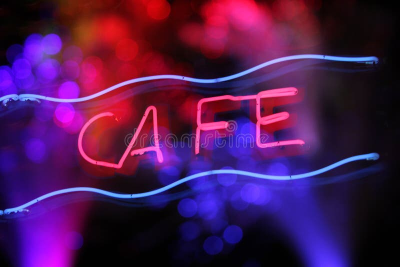Vintage Neon Cajun Cafe Sign on Restaurant Stock Image - Image of ...