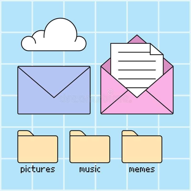 Vintage Newsletter Email Messages and Desktop Folders in Psychedelic ...