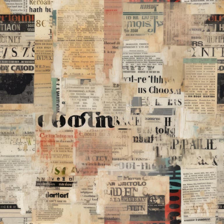 Vintage Newspaper Collage Texture Background Stock Image - Image of ...