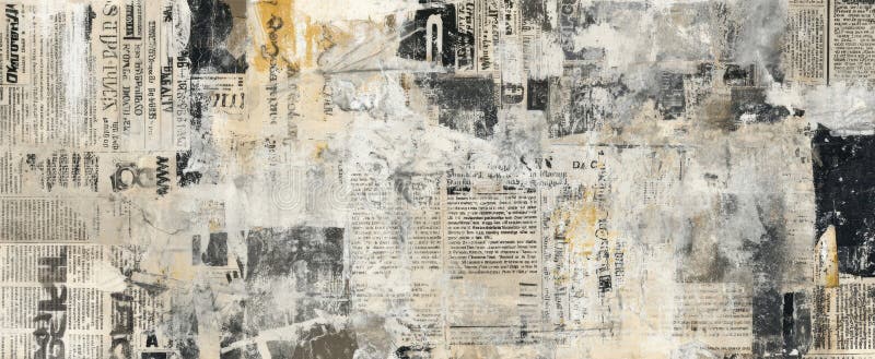 The Vintage Newspaper Collage with Textured Abstract Composition and ...