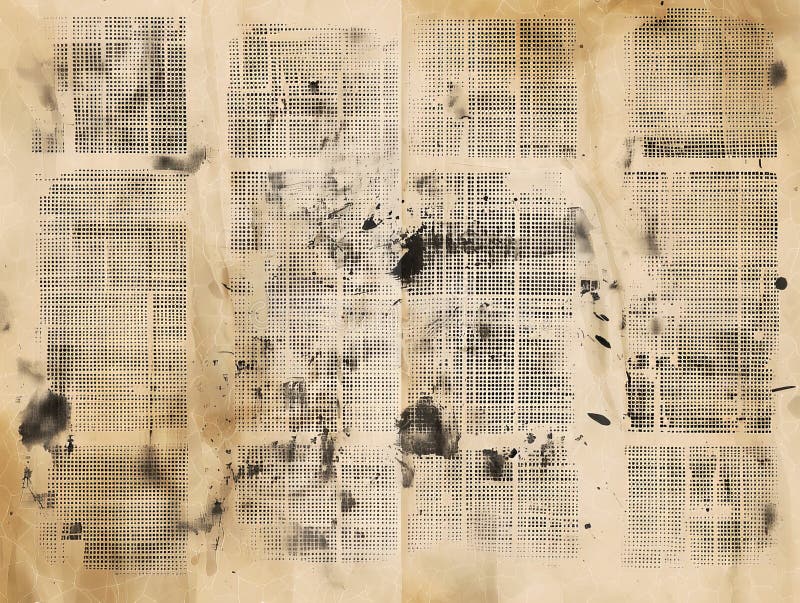 Vintage Newspaper Texture with Dotted Halftone Pattern and Distressed ...