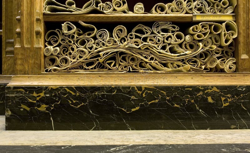 Vintage Newspapers in a Library Stock Image - Image of shelf, empty ...