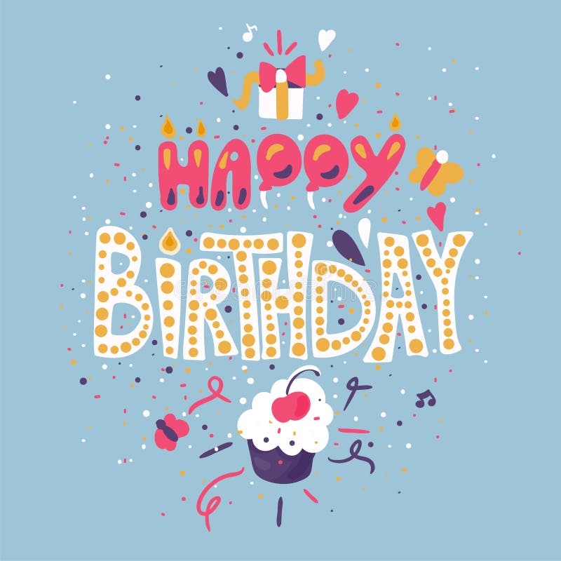 Nice Happy Birthday Greeting Card Isolated Stock Illustration ...