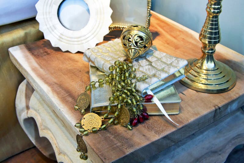 Vintage night table stock photo. Image of retro, book - 7644956