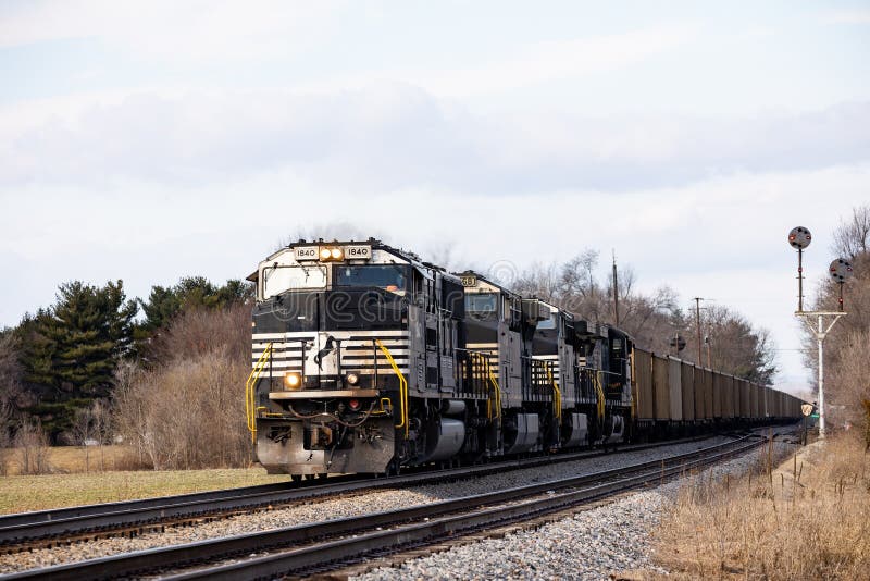 Vintage Norfolk Southern Cargo Train Passing through the Station Stock ...