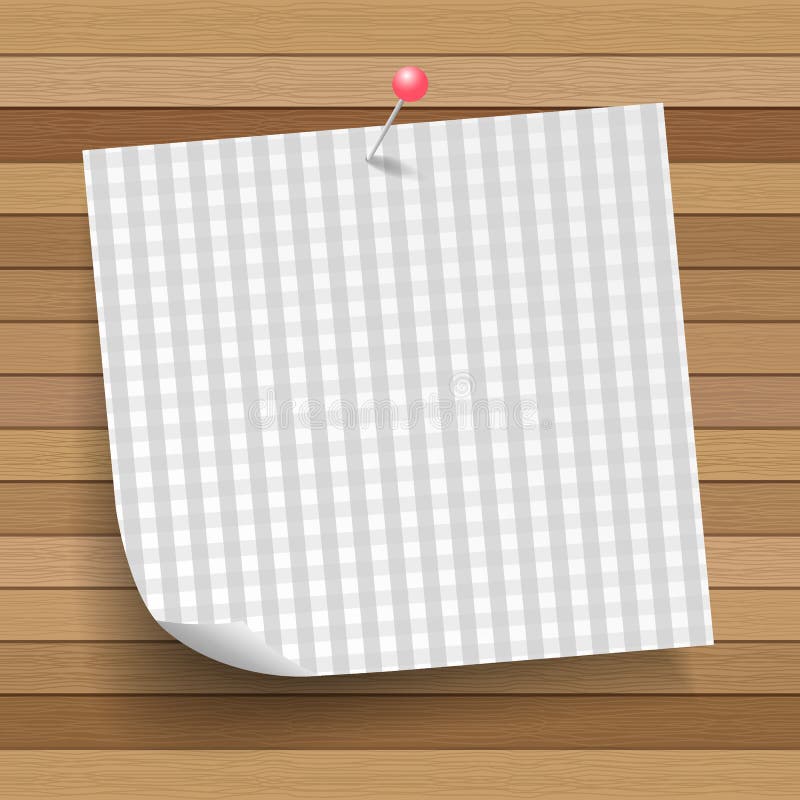 Vintage Note Paper with Pin on Plank Wood, Stock Vector - Illustration ...
