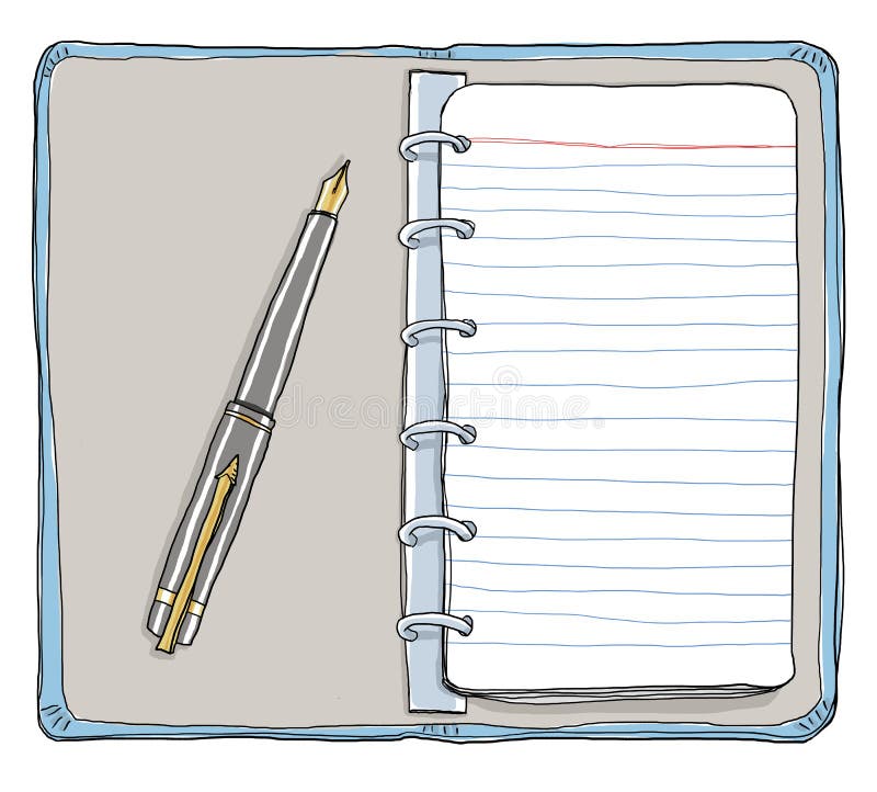 Vintage Notebook and Pen Art Painting Stock Illustration - Illustration ...