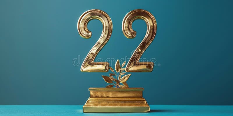 : Vintage Number 22 Golden Trophy on Blue Background Stock Illustration ...