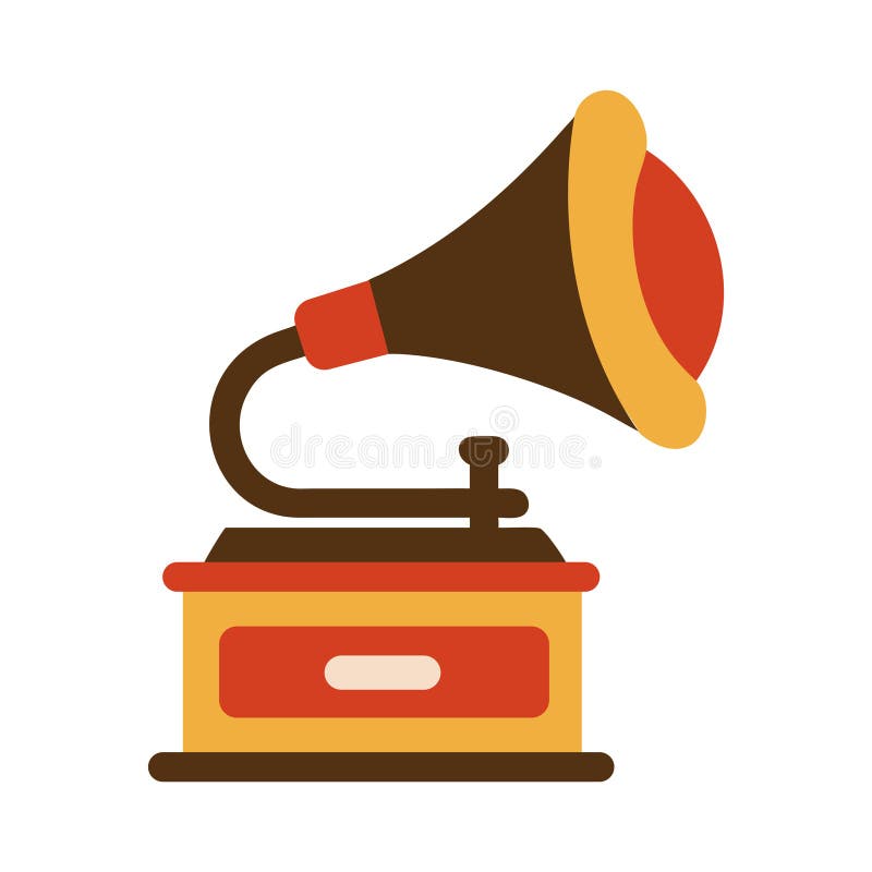 Vintage Object Gramophone Music Icon Stock Illustration - Illustration ...