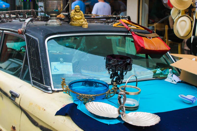 Vintage Objects in a Car stock image. Image of antique - 155713003