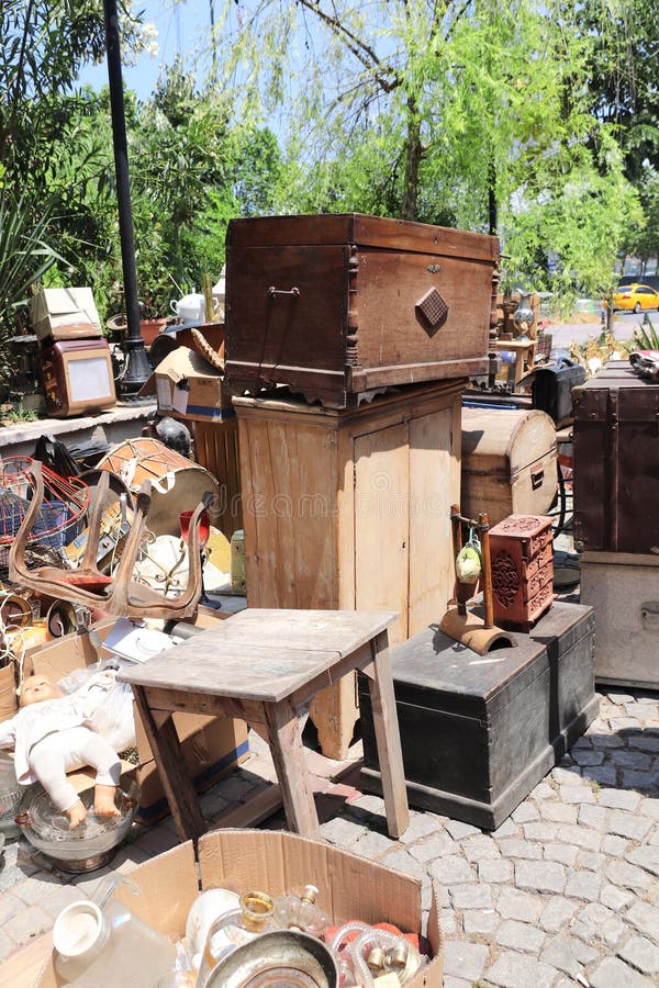 Vintage Objects at the Flea Market Outdoor Stock Image - Image of ...